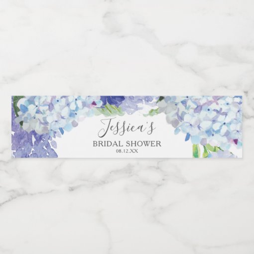 Blue Hydrangea Water Bottle Label | Zazzle