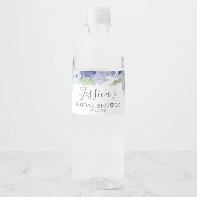 Blue Hydrangea Water Bottle Label | Zazzle