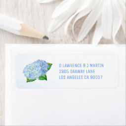Blue Hydrangea Watercolor Label | Zazzle