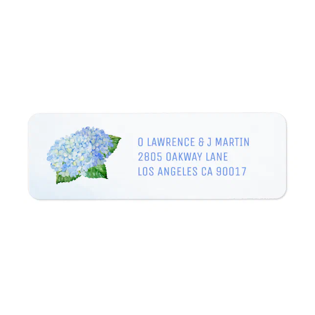 Blue Hydrangea Watercolor Label | Zazzle