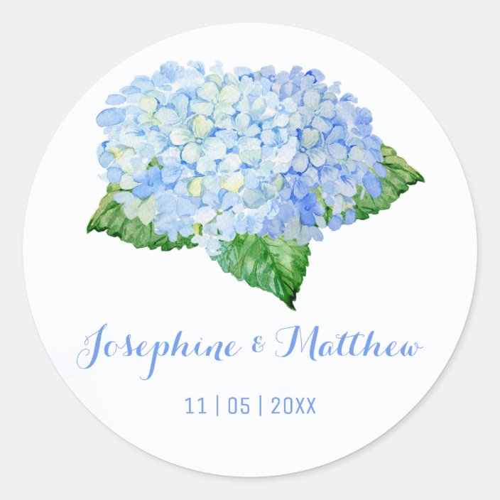 Blue Hydrangea Watercolor Wedding Stickers | Zazzle.com