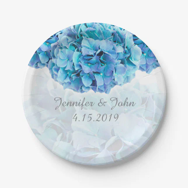 Blue Hydrangea Wedding Collection Paper Plate | Zazzle