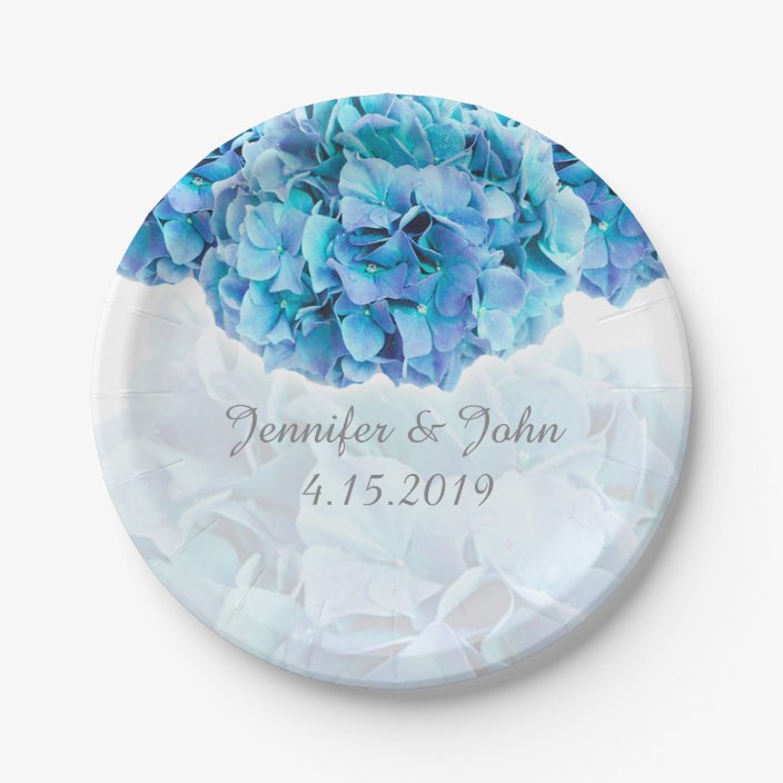 Blue Hydrangea Wedding Collection Paper Plate | Zazzle.com