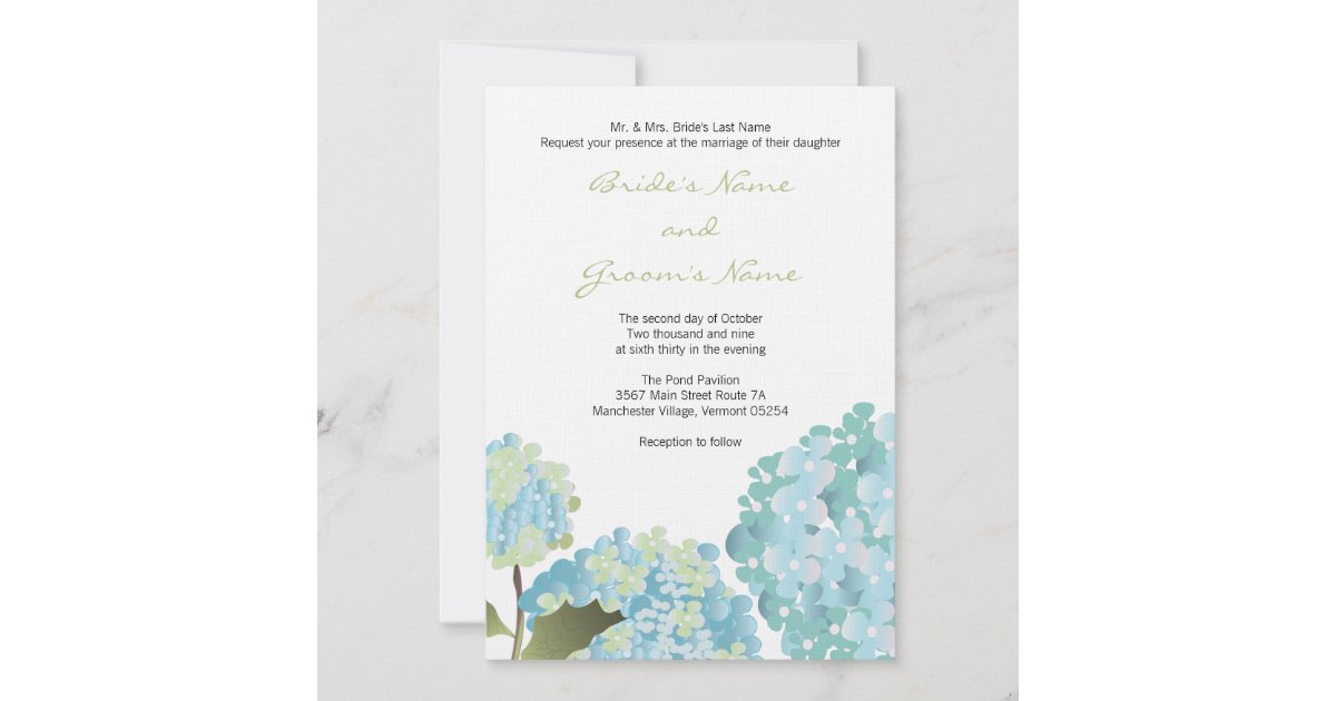 Blue Hydrangea Wedding Invitation | Zazzle