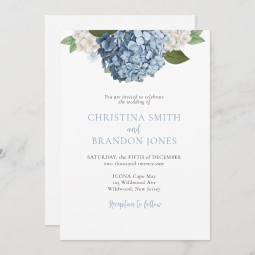 Blue Hydrangea Wedding Invitations | Zazzle