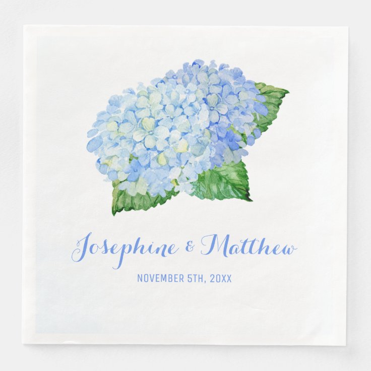 Blue Hydrangea Wedding Paper Dinner Napkins | Zazzle