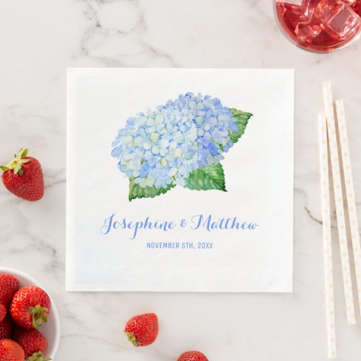 Blue Hydrangea Wedding Paper Dinner Napkins | Zazzle