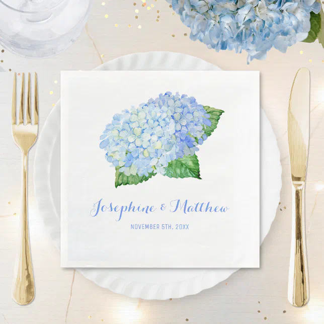 Blue Hydrangea Wedding Paper Dinner Napkins | Zazzle