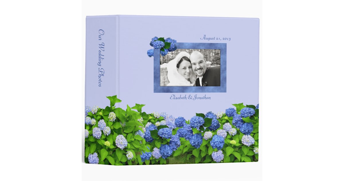 Blue Hydrangea Wedding Photo Binder, 2 inch 3 Ring Binder | Zazzle