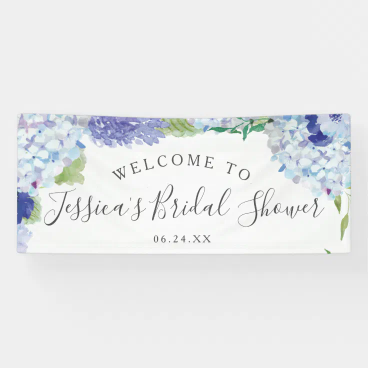 Blue Hydrangea Welcome Bridal Shower Banner | Zazzle