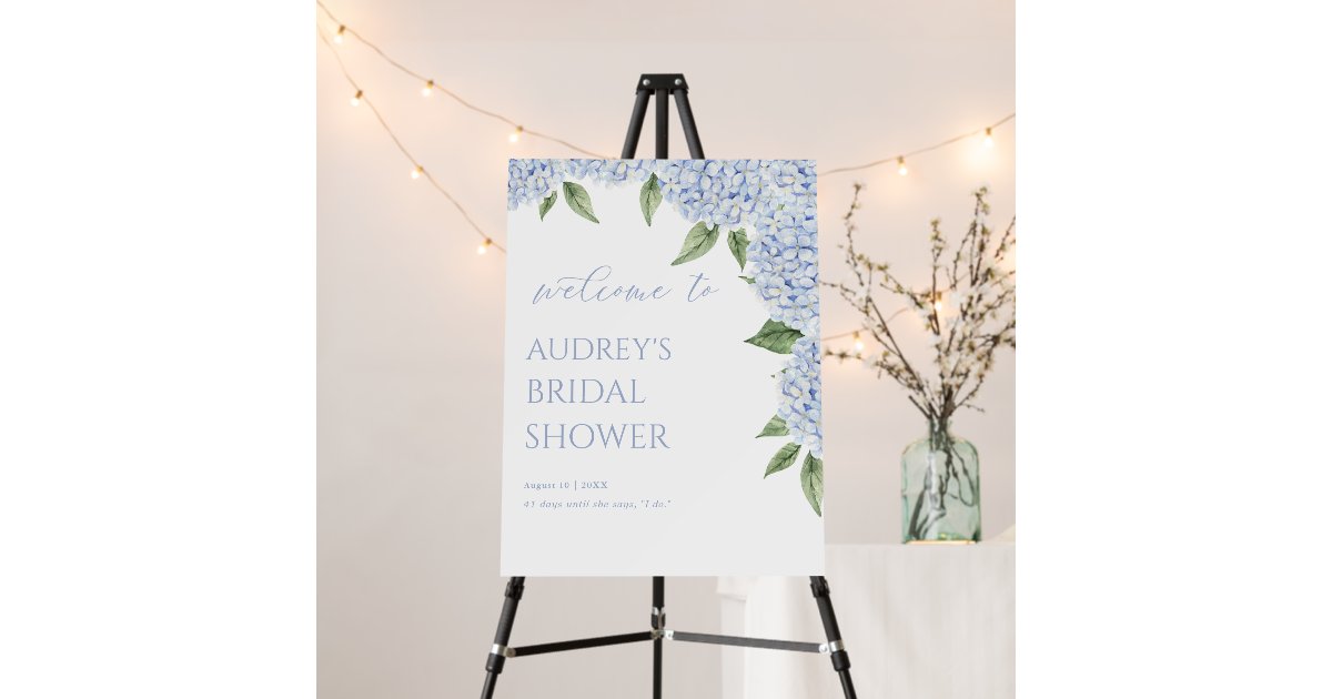 Blue Hydrangea Welcome Sign, Flower Border Foam Board | Zazzle