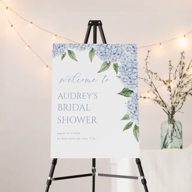 Blue Hydrangea Welcome Sign, Flower Border Foam Board | Zazzle