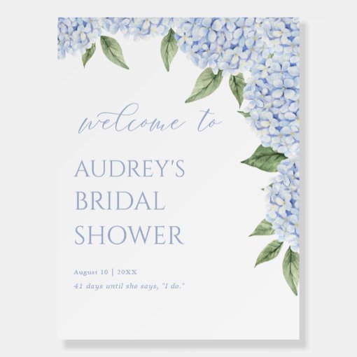 Blue Hydrangea Welcome Sign, Flower Border Foam Board | Zazzle