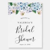 Blue Hydrangea White Rose Bridal Shower Welcome Foam Board | Zazzle