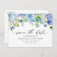Blue Hydrangeas and Ivory Roses Save The Date Postcard | Zazzle