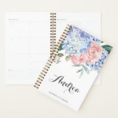 Blue Hydrangeas and Pink Roses Script Planner | Zazzle