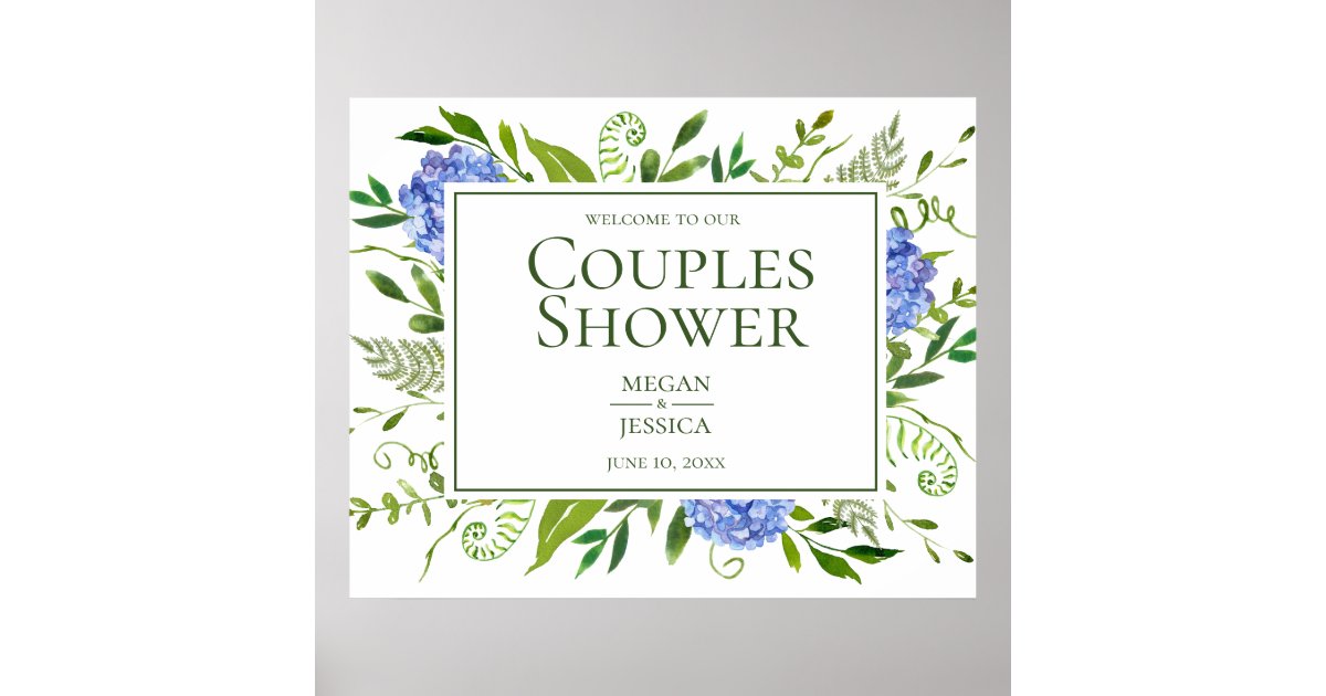 Blue Hydrangeas Couples Shower Sign | Zazzle