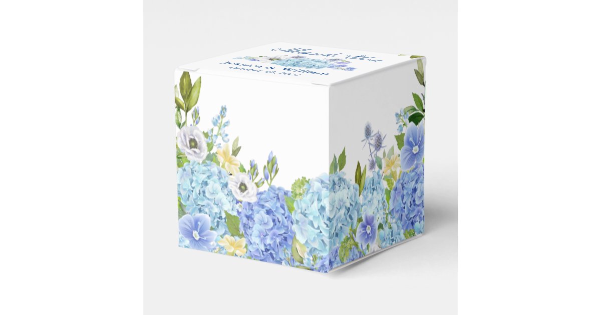 Blue Hydrangeas Greenery Floral Gift Wedding Favor Boxes | Zazzle