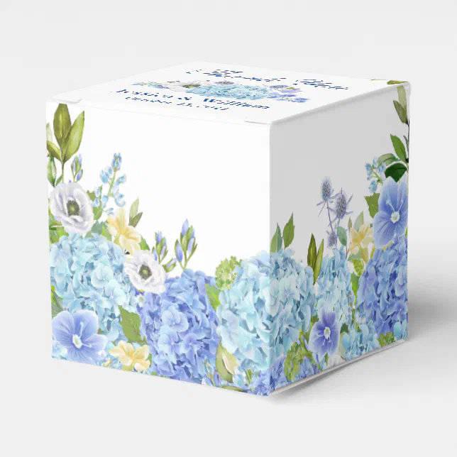 Blue Hydrangeas Greenery Floral Gift Wedding Favor Boxes | Zazzle