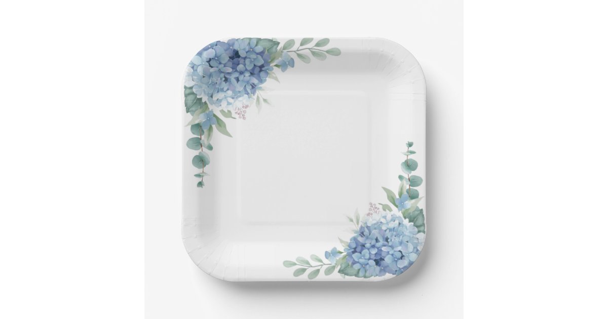 Blue Hydrangeas Paper Plates | Zazzle