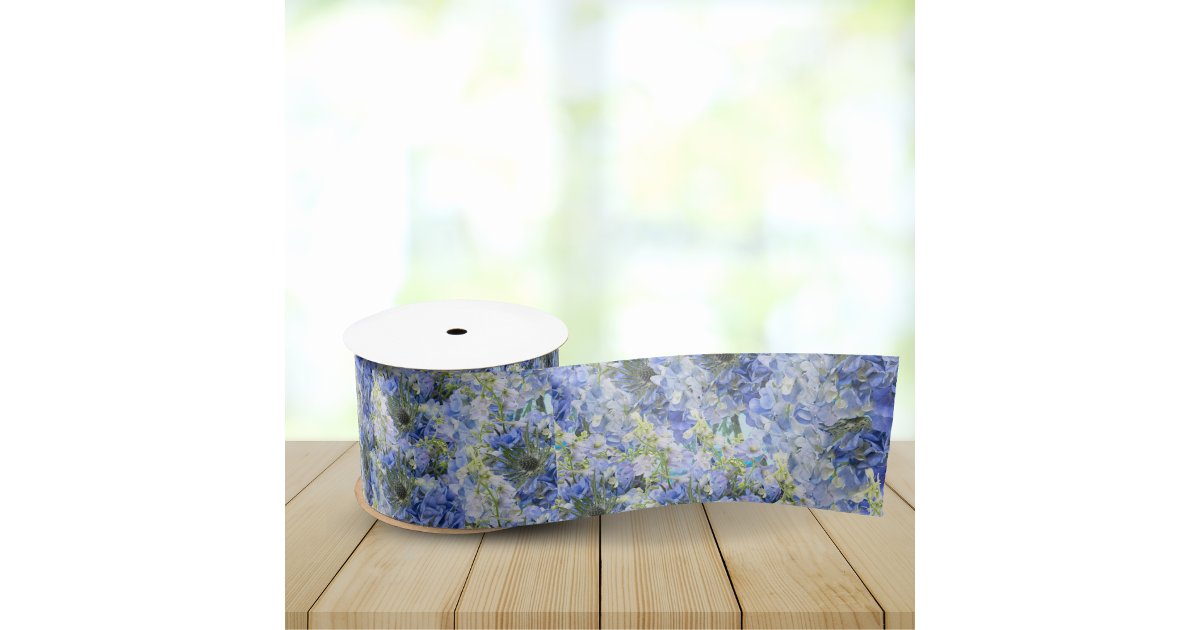 Blue Hydrangeas Pattern Ribbon | Zazzle