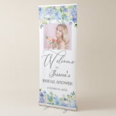 Blue Hydrangeas PHOTO Bridal Shower Welcome Retractable Banner | Zazzle