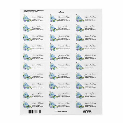 Blue Hydrangeas Watercolor Floral Elegant Chic Label | Zazzle