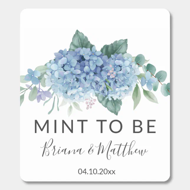 Blue Hydrangeas Watercolor Floral Mint Wedding | Zazzle