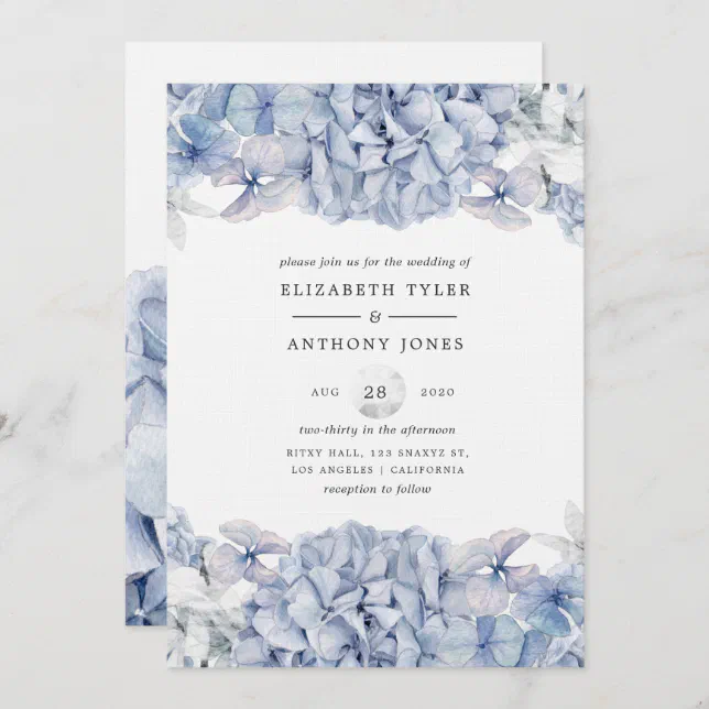 Blue Hydrangeas Wedding Invitation | Zazzle