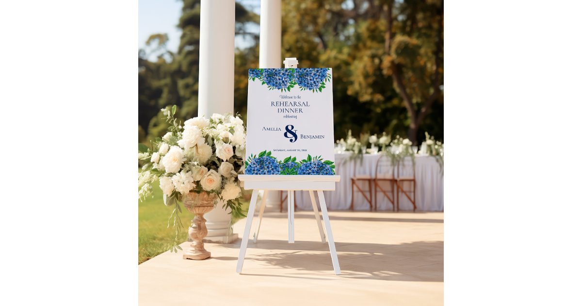 Blue Hydrangeas Wedding Rehearsal Dinner Foam Board | Zazzle
