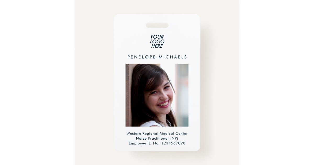 Blue Identification Badge With Photo And Logo Zazzle Blue Identification Badge With Photo And Logo Zazzle