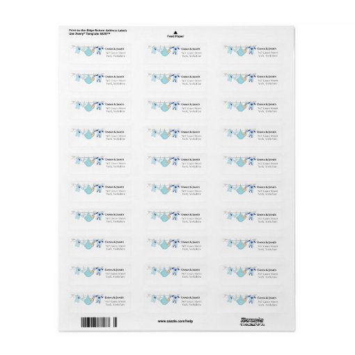 Blue Illustration Baby Shower Address Label | Zazzle