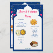 Blue Indian design border hindu wedding menu | Zazzle