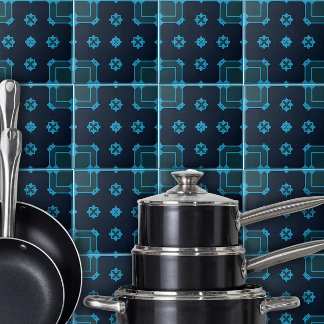 Blue & Indigo Pattern in Mosaic Ornamental Style Ceramic Tile | Zazzle