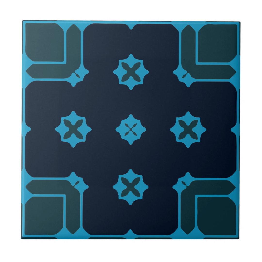 Blue & Indigo Pattern in Mosaic Ornamental Style Ceramic Tile | Zazzle