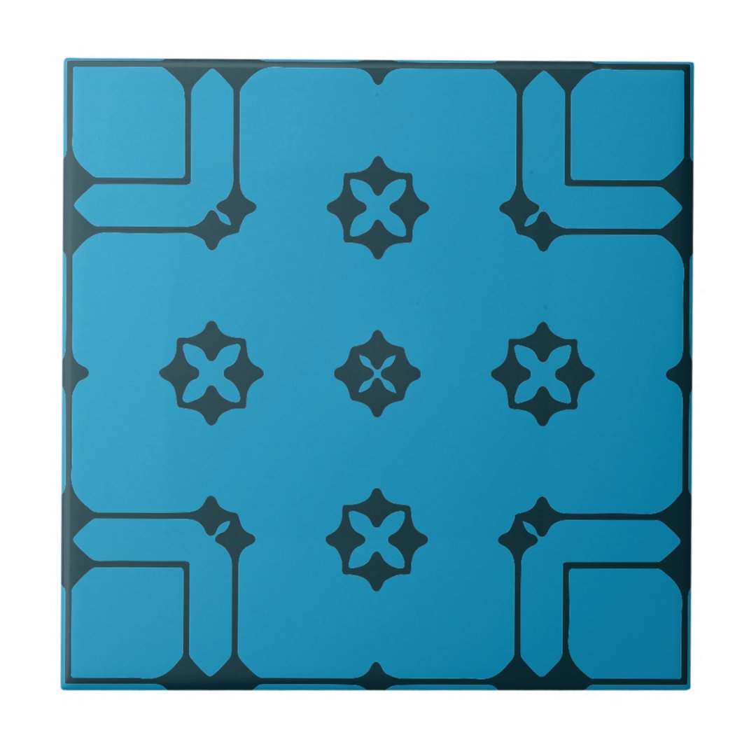 Blue & Indigo Pattern in Ornamental Mosaic Style Ceramic Tile | Zazzle