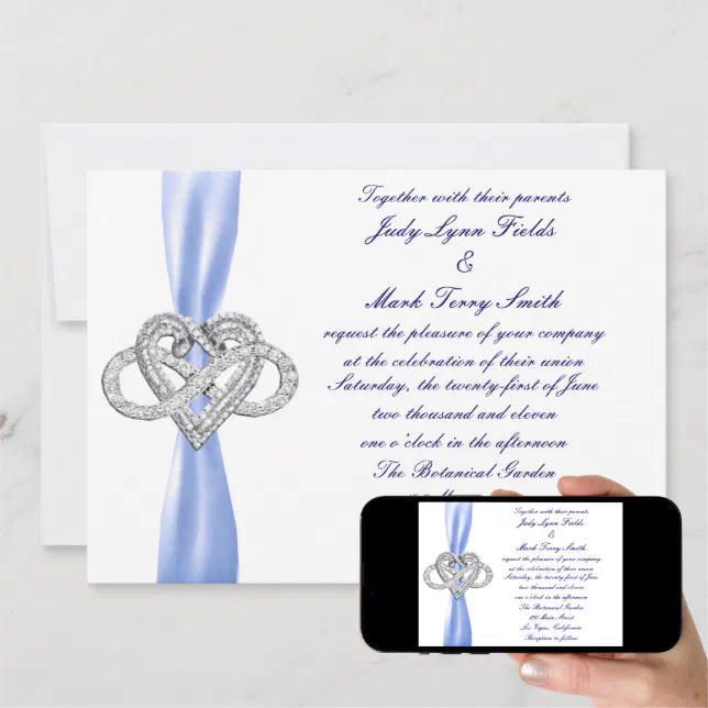 Blue Infinity Heart Wedding Invitation | Zazzle