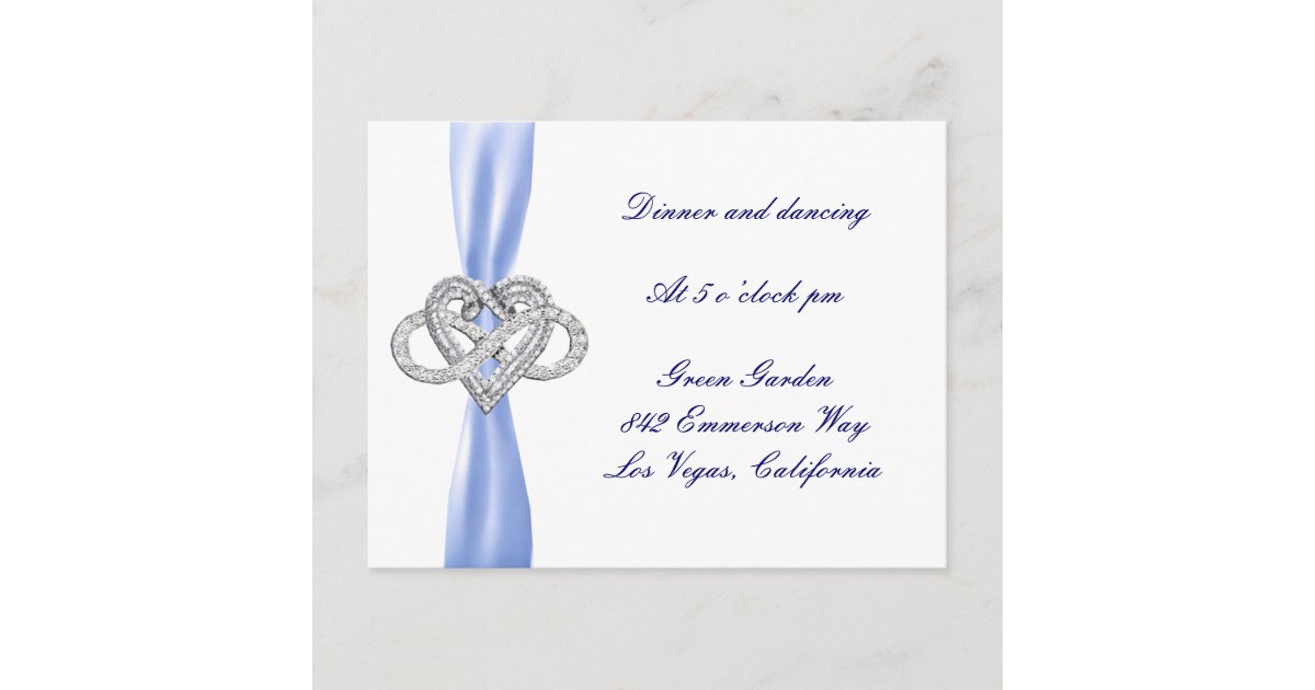 Blue Infinity Heart Wedding Reception Card | Zazzle