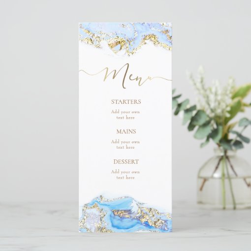 blue ink fluid marble Menu | Zazzle