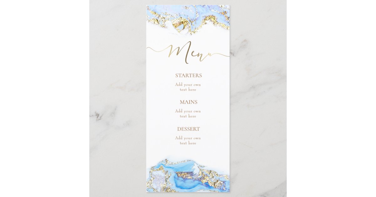 blue ink fluid marble Menu | Zazzle