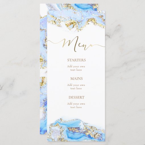 blue ink fluid marble Menu | Zazzle