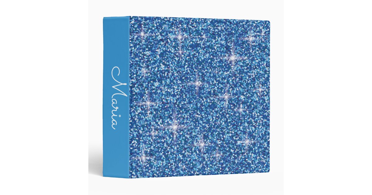 Blue iridescent glitter 3 ring binder | Zazzle