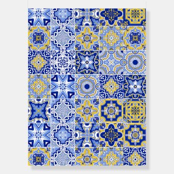 Blue Italian Tiles Arch Citrus Lemons Welcome Foam Board | Zazzle