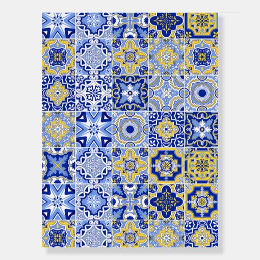 Blue Italian Tiles Arch Citrus Lemons Welcome Foam Board | Zazzle
