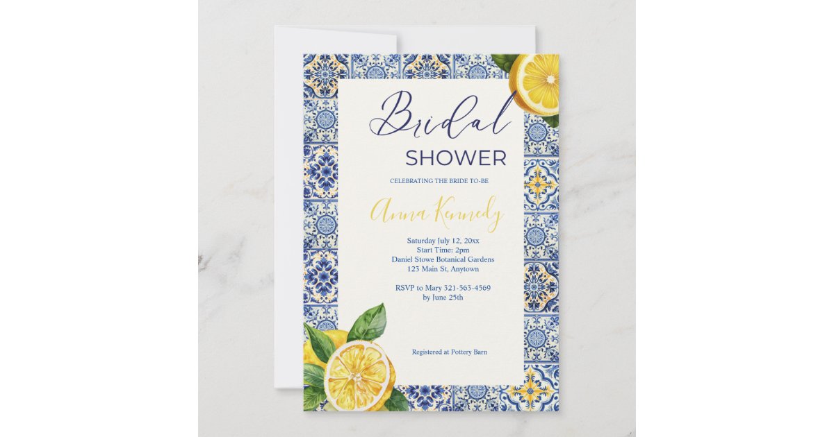 Blue Italian Title Bridal Shower Invitation | Zazzle