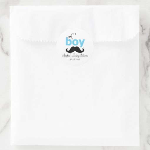Blue It's a Boy Mustache Baby Shower Sticker | Zazzle