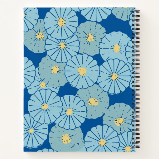 Blue Japanese Floral Illustration Personalized Notebook | Zazzle
