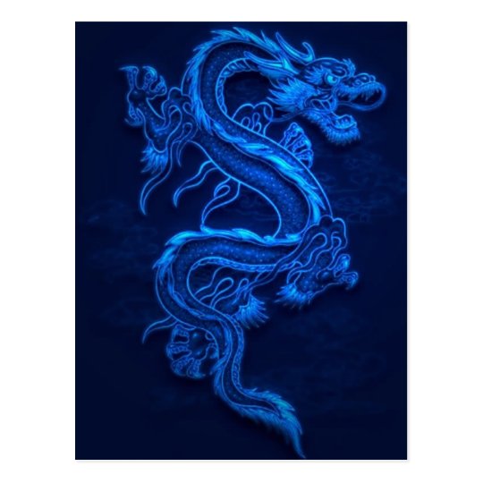 BLUE JAPANESE NEON DRAGON POSTCARD | Zazzle.com