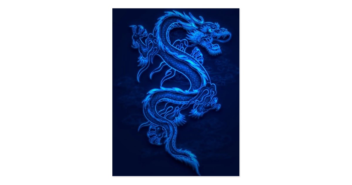 BLUE JAPANESE NEON DRAGON POSTCARD | Zazzle.com