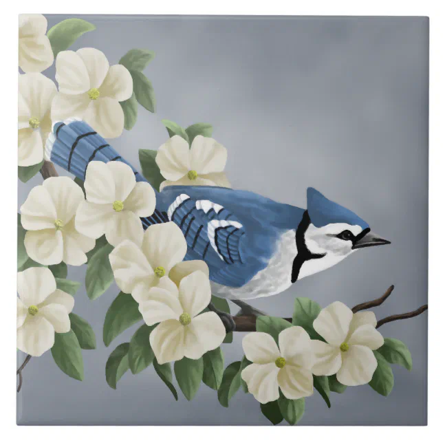 Blue Jay Art Tile | Zazzle